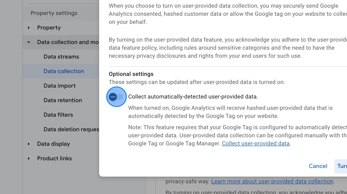 How to configure Google Analytics 4 data collection